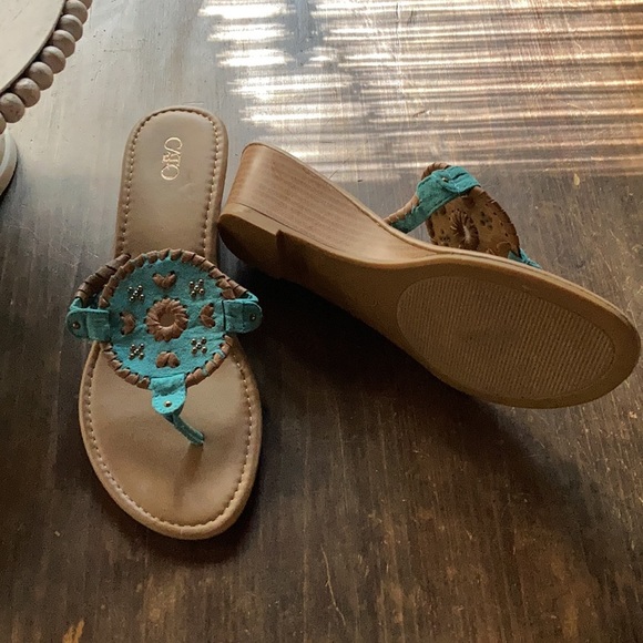 Cato | Shoes | Turquoise Wedge Sandals | Poshmark